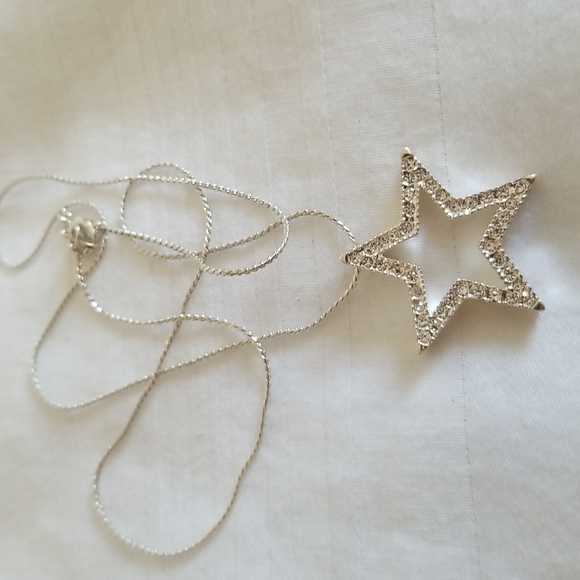 Jewelry | Silver Rhinestone Open Star Necklace | Poshmark